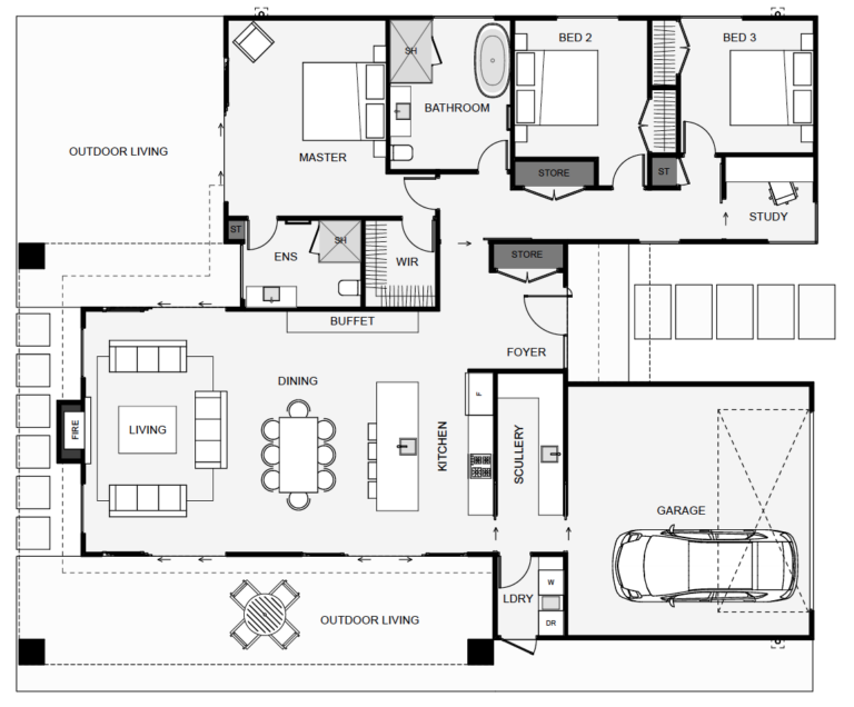 Stirling Falls Haven House Plan - Bang Bang Building